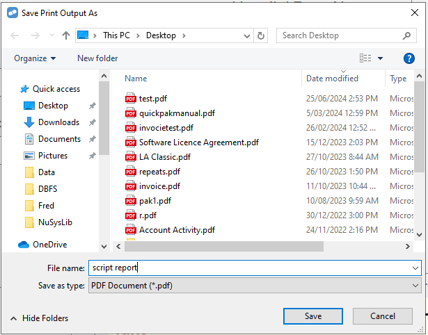 How to generate and save reports as PDFs in Fred Dispense – Knowledge base