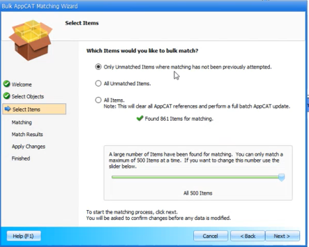 Bulk AppCat Matching for Items – Knowledge base