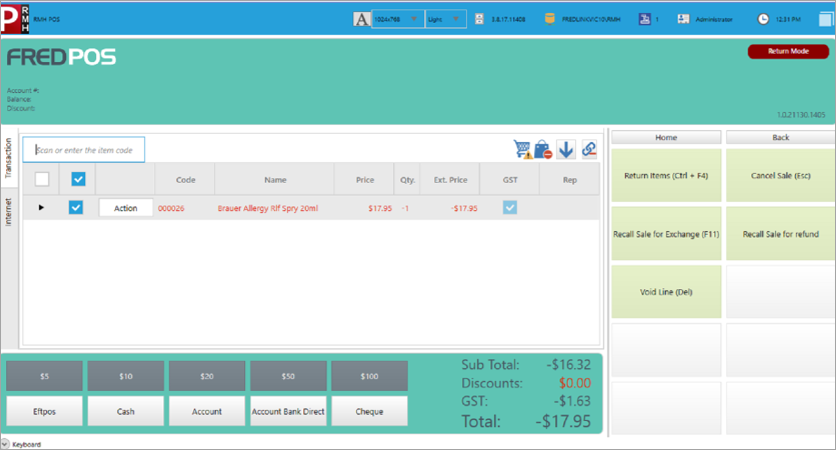 Customer returns at the till (Fred POS Plus) – Knowledge base