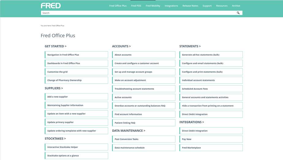 Fred Office Plus Online Help – Knowledge base
