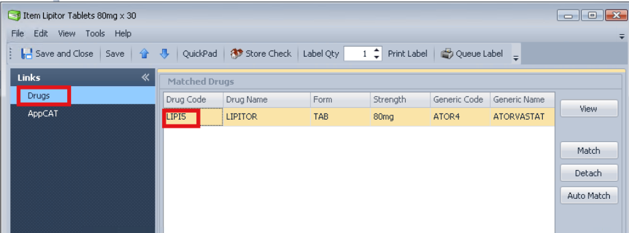 Drug Linking in Fred Office Plus – Knowledge base