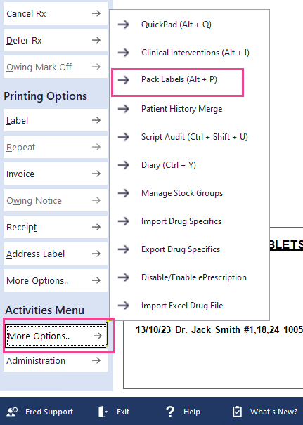 How do I print pack labels Fred Dispense Plus? – Knowledge base